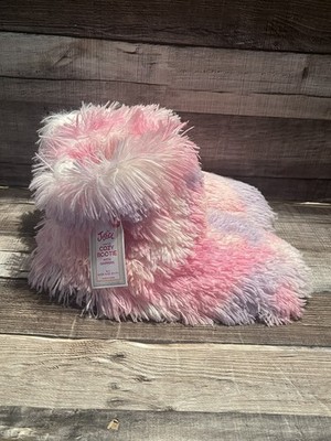 NWT JUSTICE GIRLS FAUX FUR COZY BOOTIE SLIPPERS WITH GRIPPERS M/L PINK ...