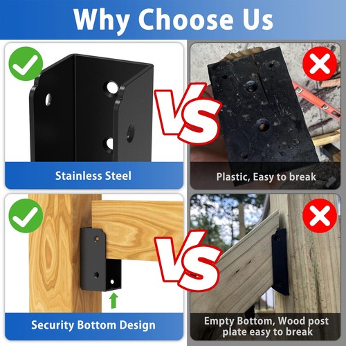 4 Pcs 2”x 4” Stainless Steel Deck Railing Brackets Connectors 2x4 ...