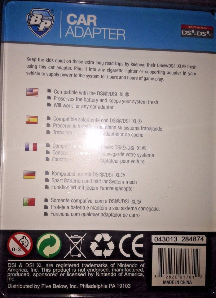 Nintendo Car Charger Power Adapter Cable Cord for 3DS DSi DSi XL DSi LL ...