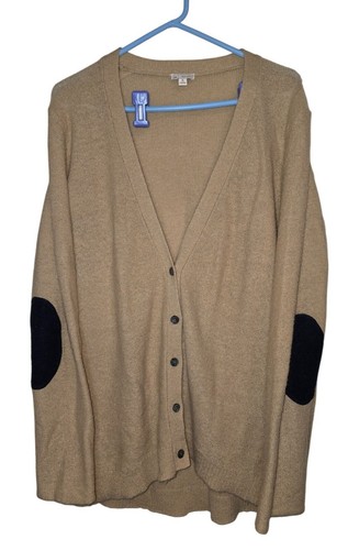 Gap XL Beige Professor Cardigan With Black Elbow Patches Academia | eBay
