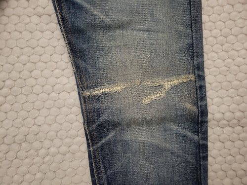 FOG Fear of God Essentials Mens Jeans Pants Blue Distressed Patch ...