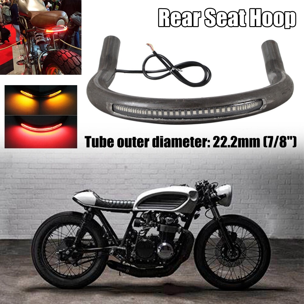 Cafe Racer Upswept Rear Seat Hoop Loop w/ Tail Turn Signal Light For ...