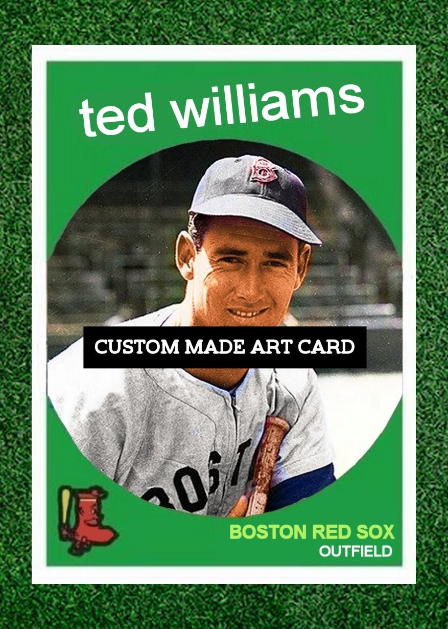 Boston Red Sox Ted William 1959 style Custom Art Baseball Card Blank ...