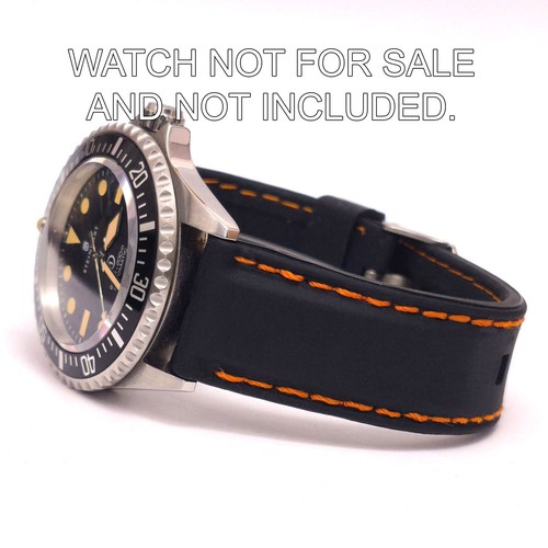 22mm Soft Silicon Rubber Watch Strap with Orange Stitching For ...