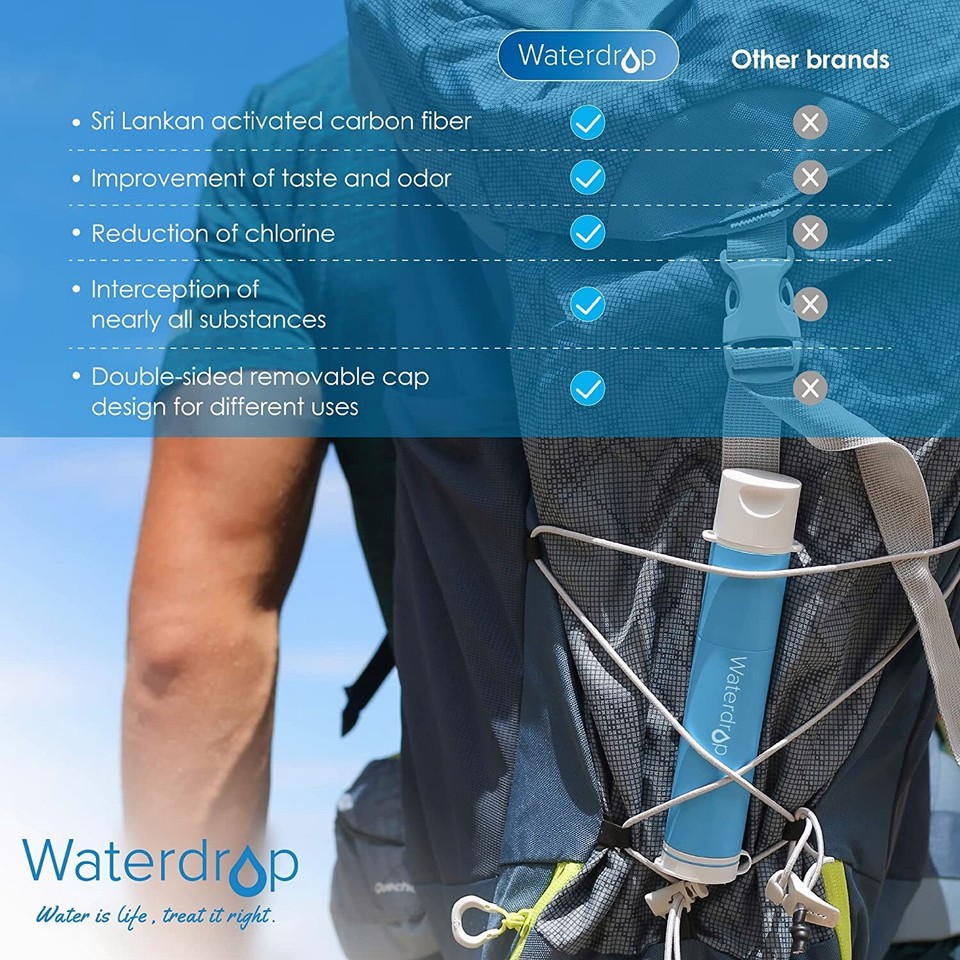 Waterdrop Personal Water Filter Straw, Portable Camping Filtration ...