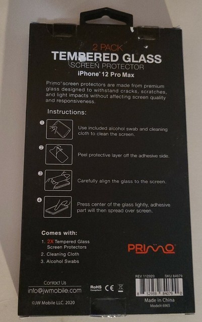 - Primo Tempered Glass 2 Pack Screen Protector for iPhone 12 Pro Max ...