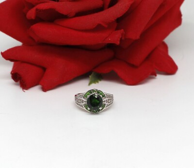 Sterling Silver HT Chrome Diopside & Zircon NWOT Ring Size 6 5.44g CAT ...