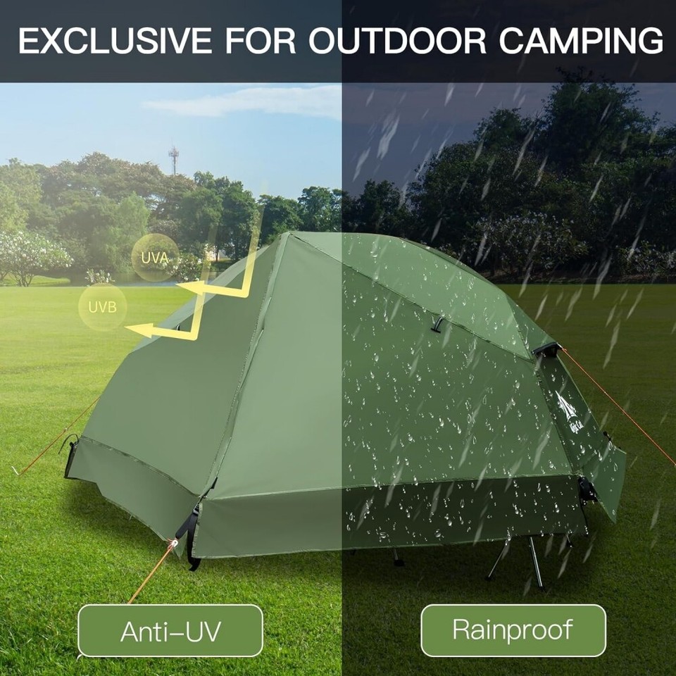 4-in-1 Camping Cot Tent, Foldable Elevated Tent/Set for 1 Person With ...