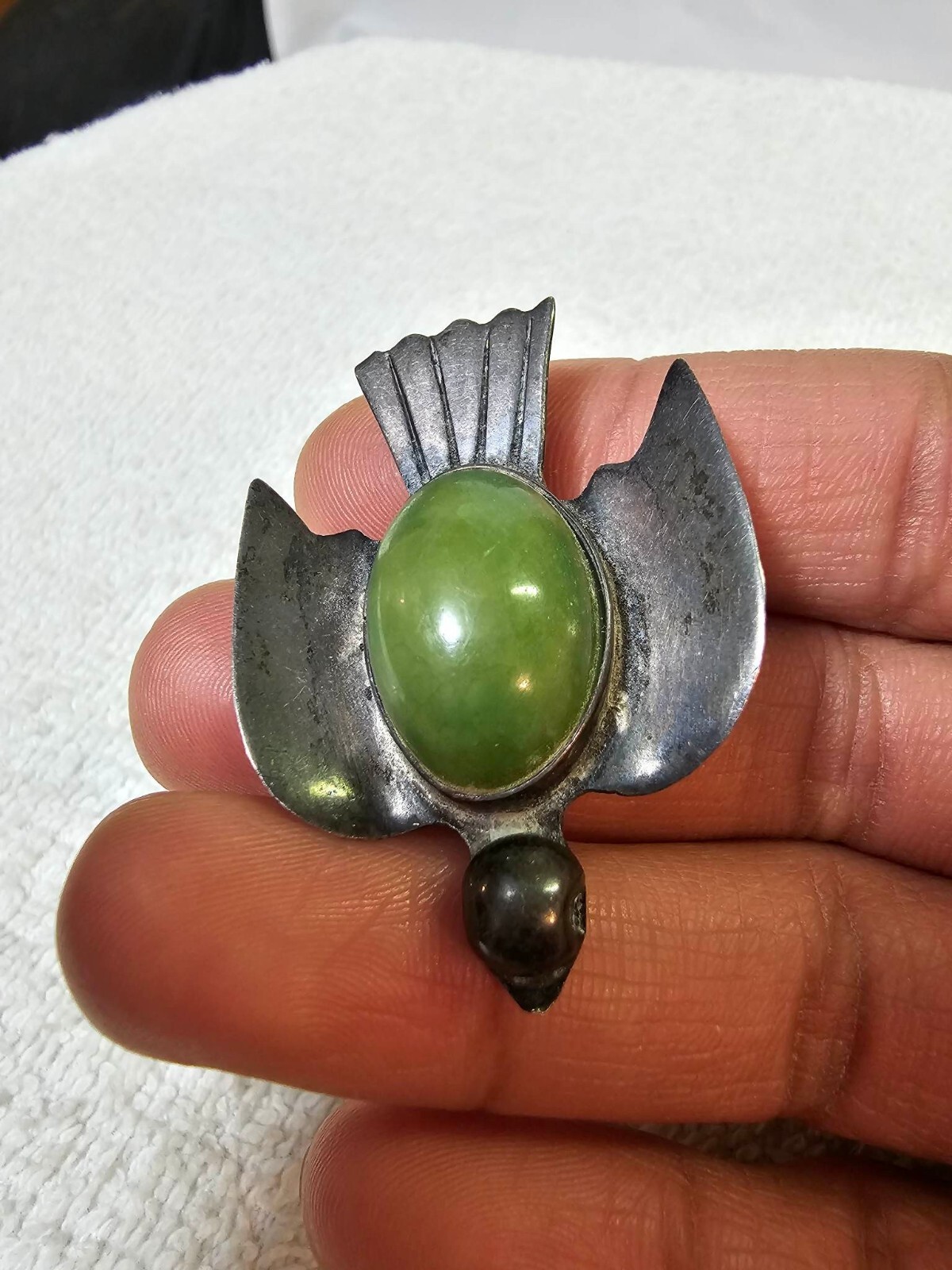 Antique C Catch" Marked Silver Mexico brooch pin w/ c… - Gem