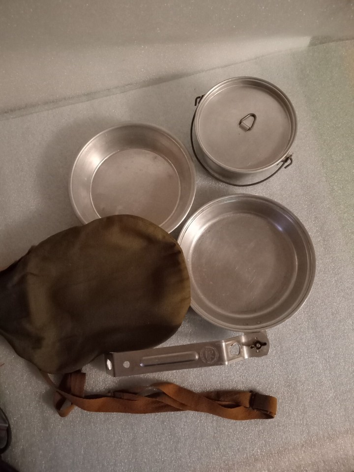 Vintage Palco Aluminum Camping Mess kit with canvas bag Outdoor Cooking ...