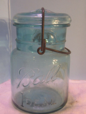 VINTAGE BALL IDEAL REGUALR MOUTH MASON JAR BLUE/GREEN TINT | eBay