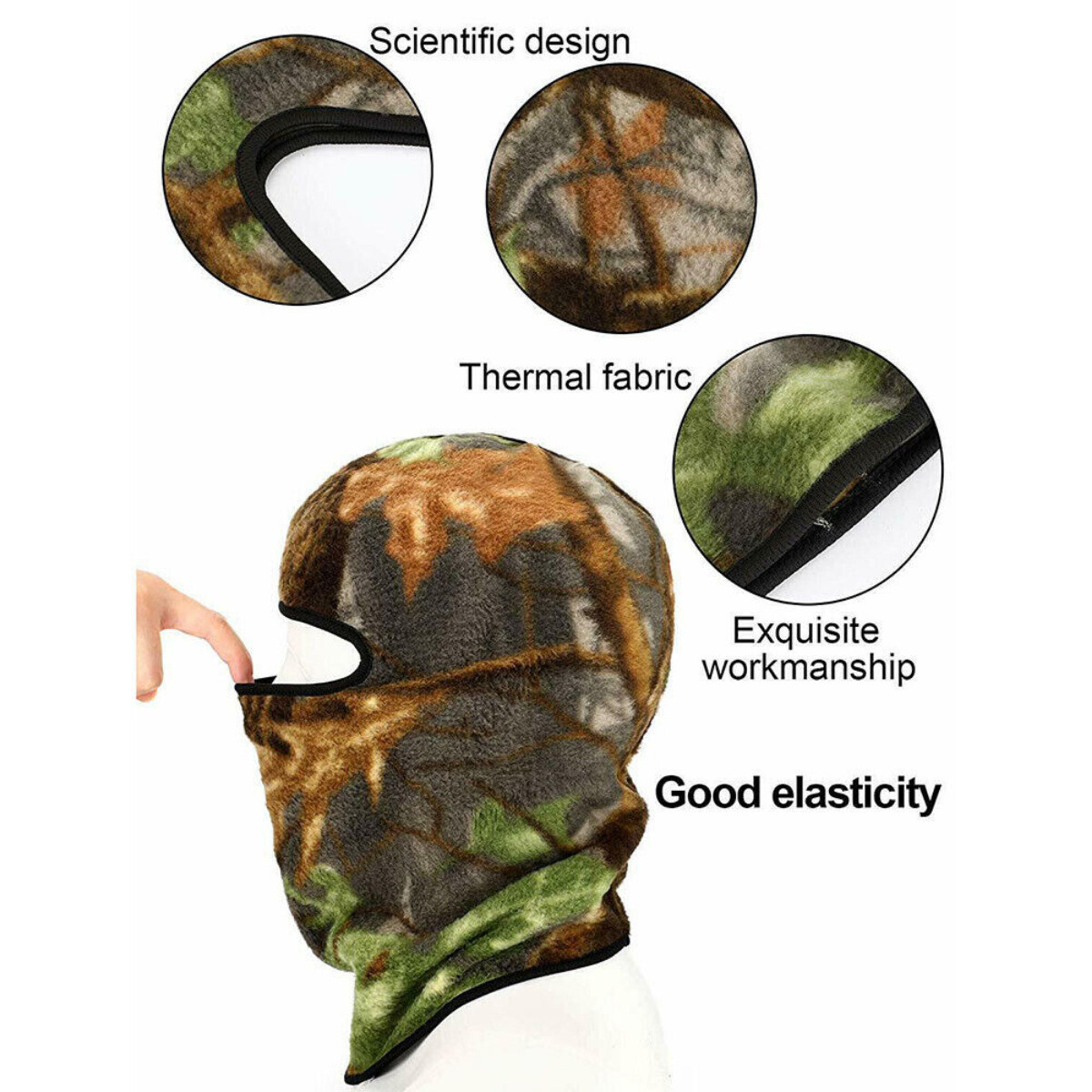 Cold Weather Balaclava Windproof Fleece Camo Hood for Hunting Ski Full ...