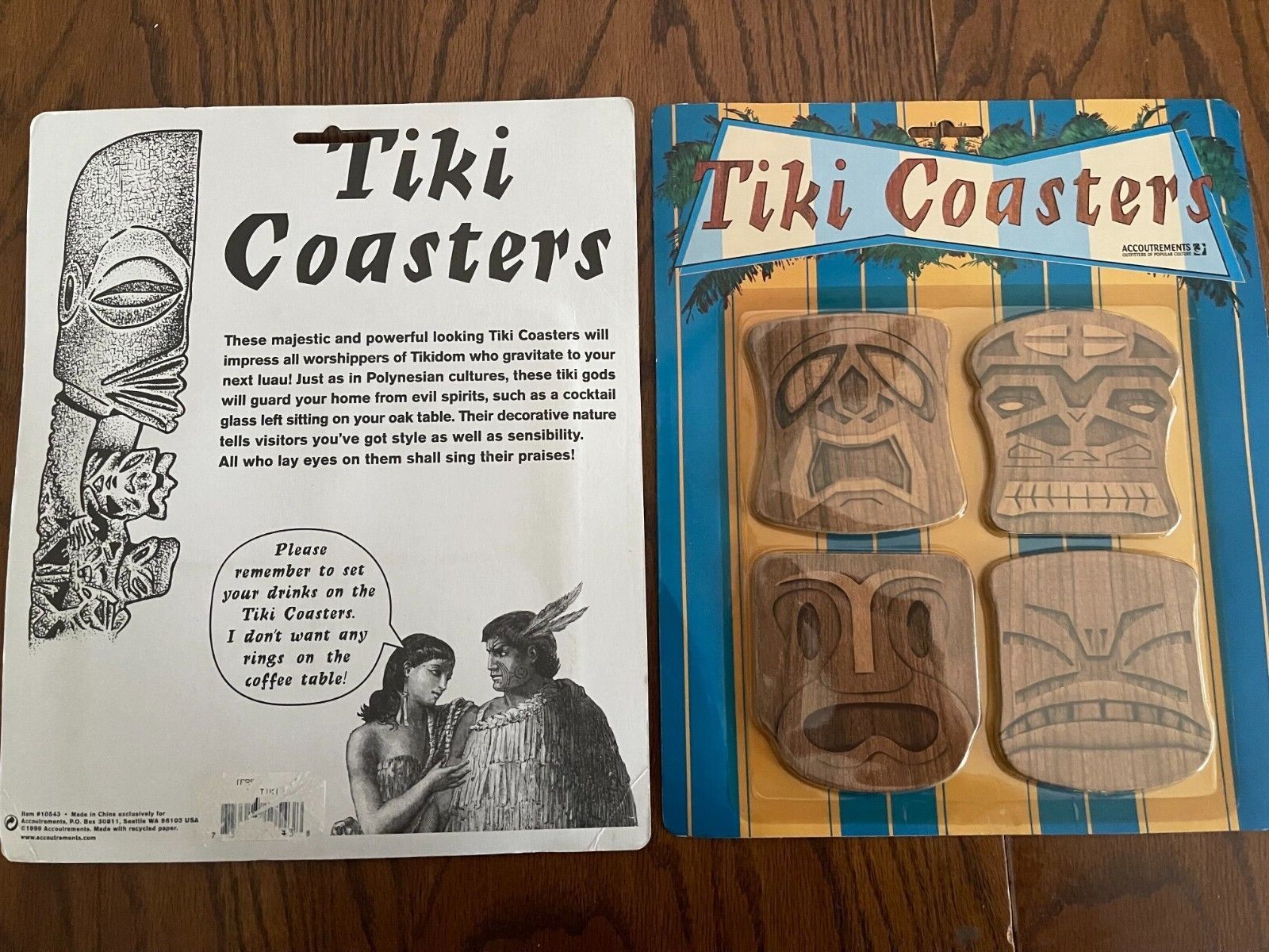 Tiki Coasters Accoutrements 1999 Hawaii Bar Drinks Hula Party Polynesia ...