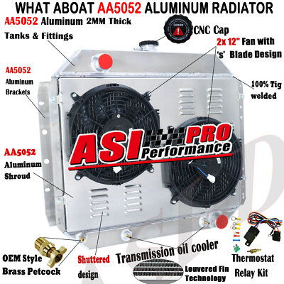 4 Row Radiator Shroud Fan for 1966-79 Ford F100 F150 F250 F350 Bronco ...