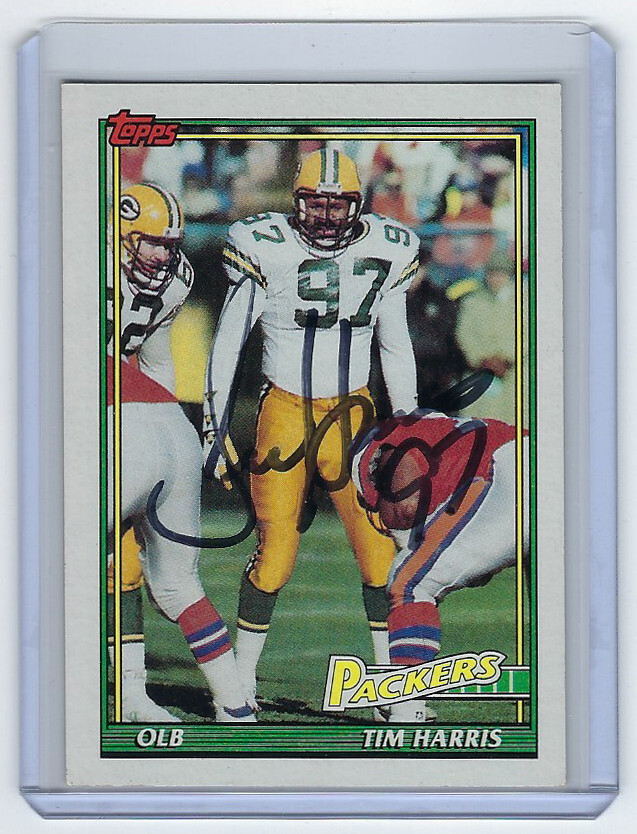1991 PACKERS Tim Harris signed card Topps #443 AUTO Autographed Green ...