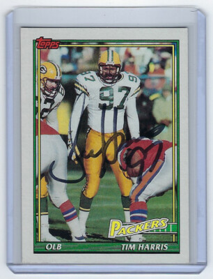 1991 PACKERS Tim Harris signed card Topps #443 AUTO Autographed Green ...