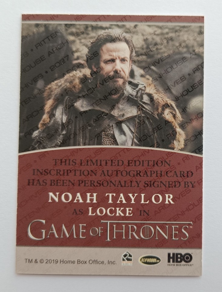 2019 Noah Taylor As Locke 🔥Game of Thrones Iron Anniversary Inscription ...