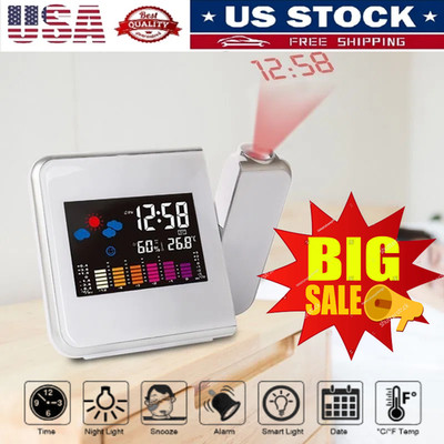 Projection Alarm Clock Weather Station Thermometer Temperature Humidity ...