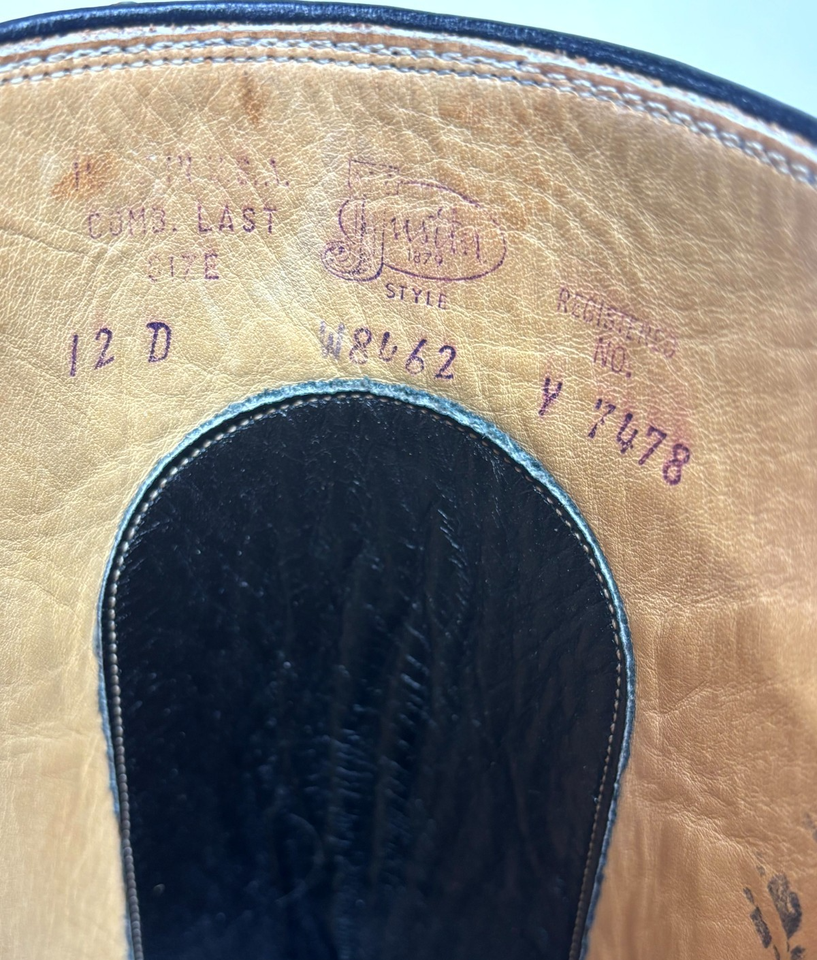 Vintage Justin 8462 Roper Black Calfskin Leather Cowboy Boots USA Made ...