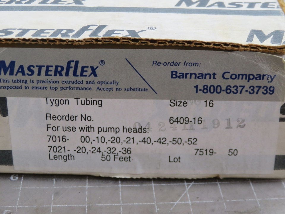 LOT OF 50 FT MASTERFLEX 6409-16 TYGON TUBING T261215 | eBay