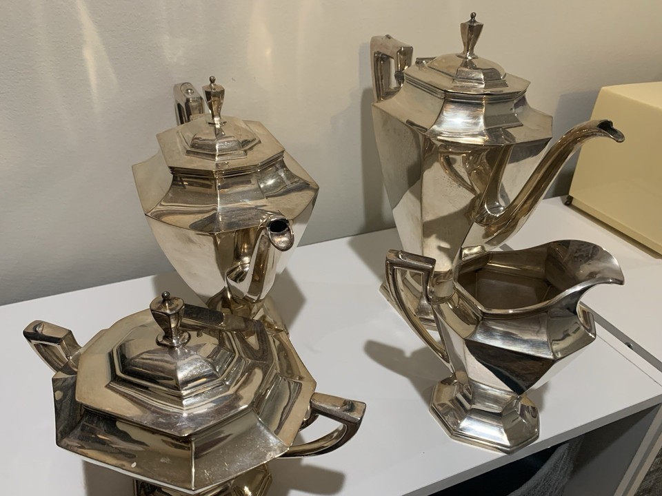 Vintage silverplate coffee/tea service sugar/creamer, coffee,tea ...