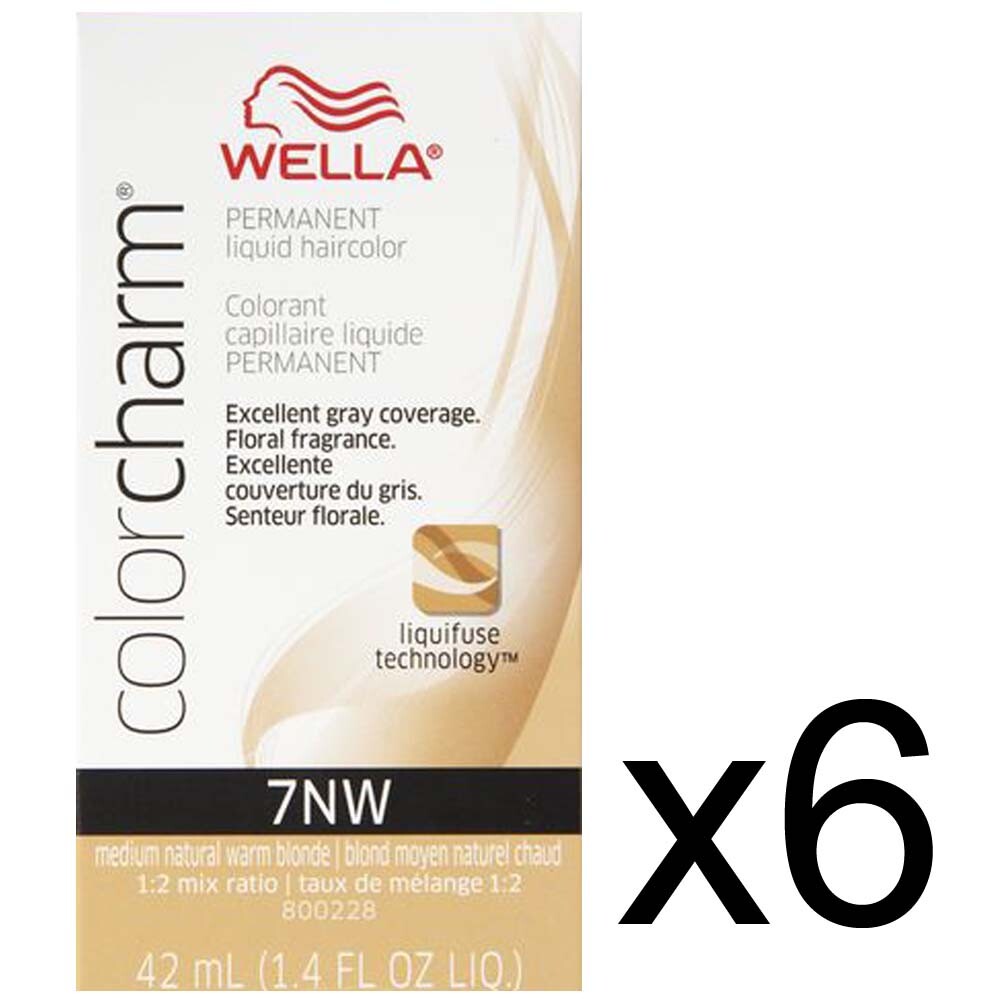 SALON WELLA COLOR CHARM PERMANENT DYE LIQUID 7NW MED NAT WARM BLONDE ...