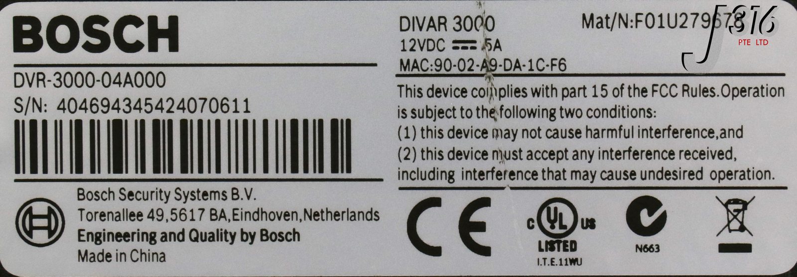 17104 BOSCH DIVAR AN 3000 4 CHANNEL SECURITY DIGI VIDEO RECORDER DVR ...