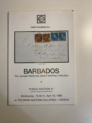 David Feldman Auction Catalog 1986 BARBADOS JOSEPH HACKMEY COLLECTION ...