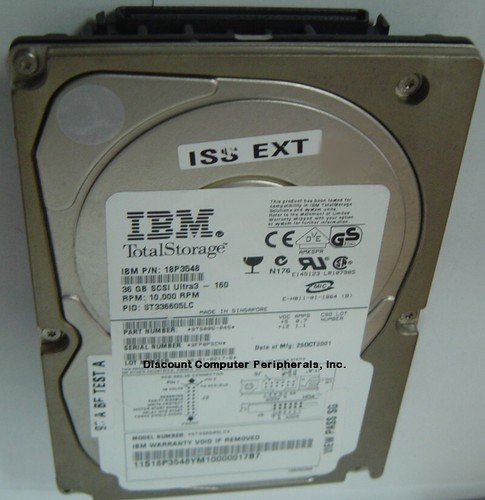IBM 36GB SCSI 80 PIN 3.5" U160 10K RPM 18P3548 ST336605LC Hard Drive ...