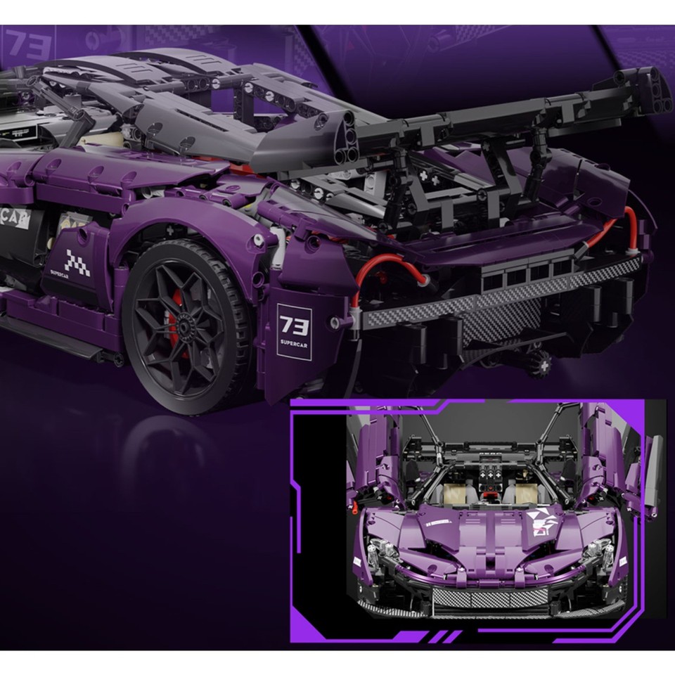 3500+PCS 1:8 Scale Purple Technology Supercar Building Block Kit ...