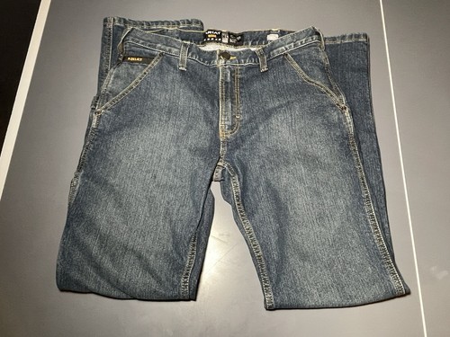 Ariat M4 Jeans Mens 33x34 Blue Relaxed Bootcut Denim Western Phantom ...