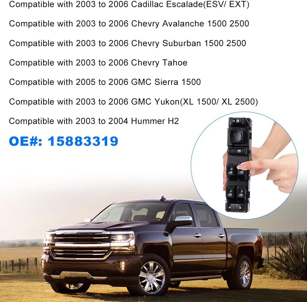 For Chevy GMC Cadillac Hummer Left Master Power Window Switch 15883319 ...