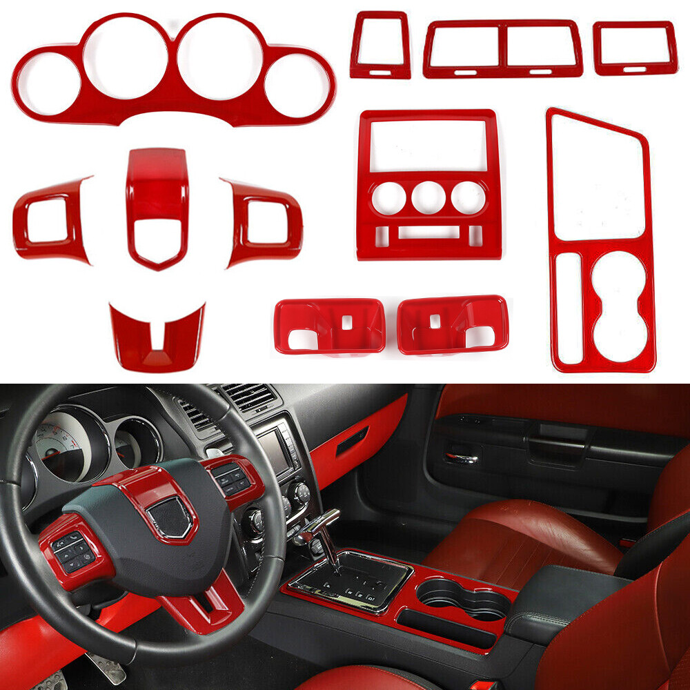 12x Red Full Set Interior Decoration Cover Trim Kit For Dodge ...