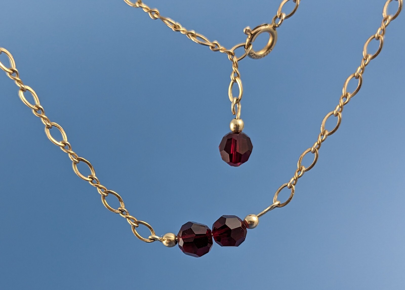 1/20 14k Gold Filled Fine Chain Garnet Necklace | eBay