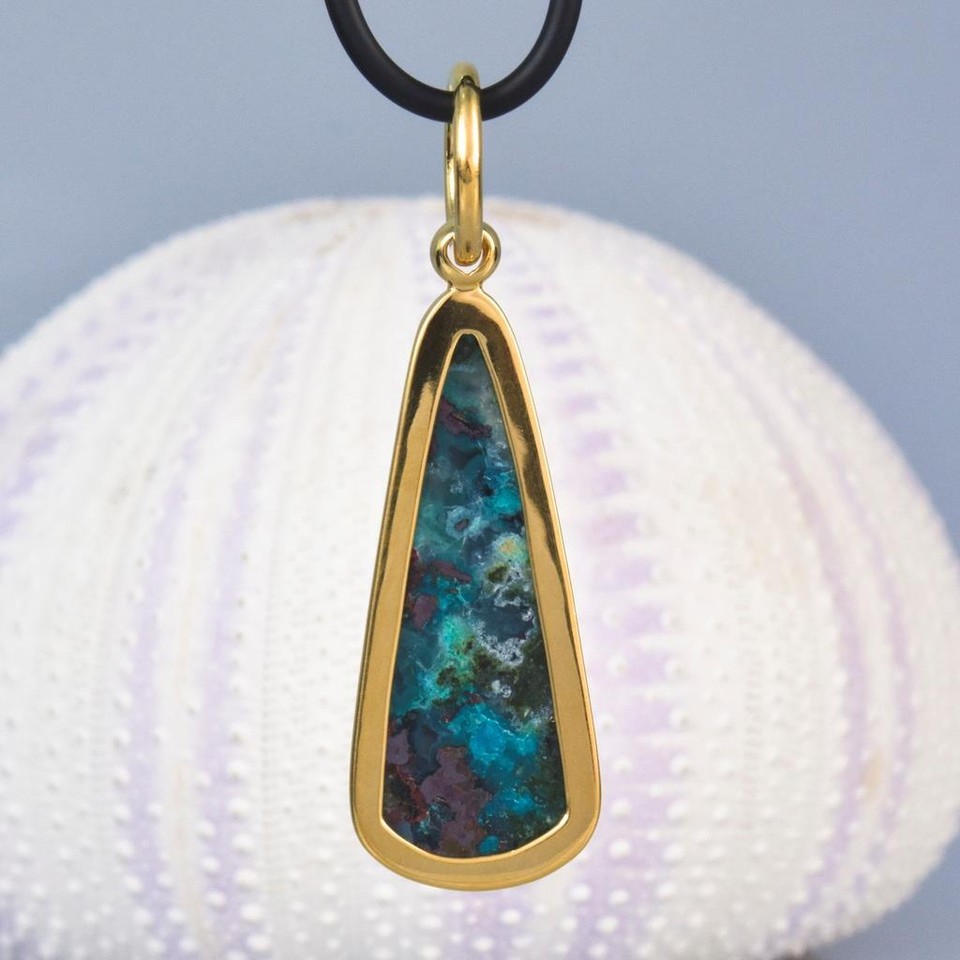 Pendant Gold Vermeil Sterling Silver Chrysocolla & Native Copper ...