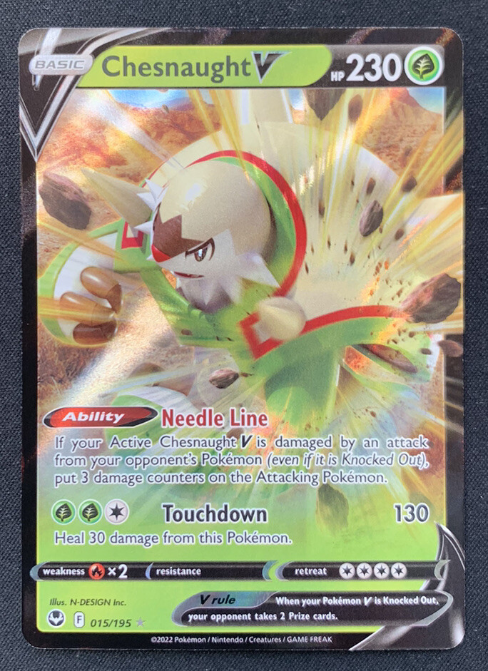 Chesnaught V 015/195 Silver Tempest Ultra Rare Holo Pokemon TCG Card NM ...