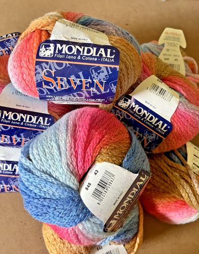 Filati Lana & Cotone Mondial Seven Yarn 10 Balls #545 Blue Pink Purple ...