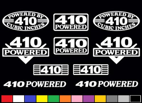 10 DECAL SET 410 CI V8 POWERED ENGINE MERC STICKERS EMBLEMS VINYL ...