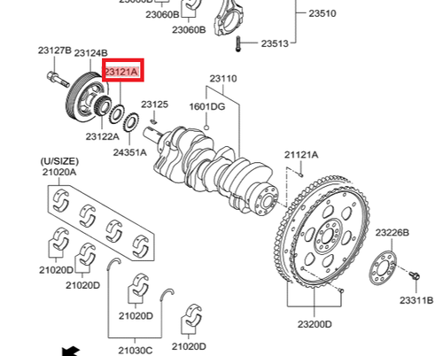 FITS HYUNDAI SANTA FE TM/RHD SPROCKET-CRANKSHAFT,LH 2018 GENUINE ...