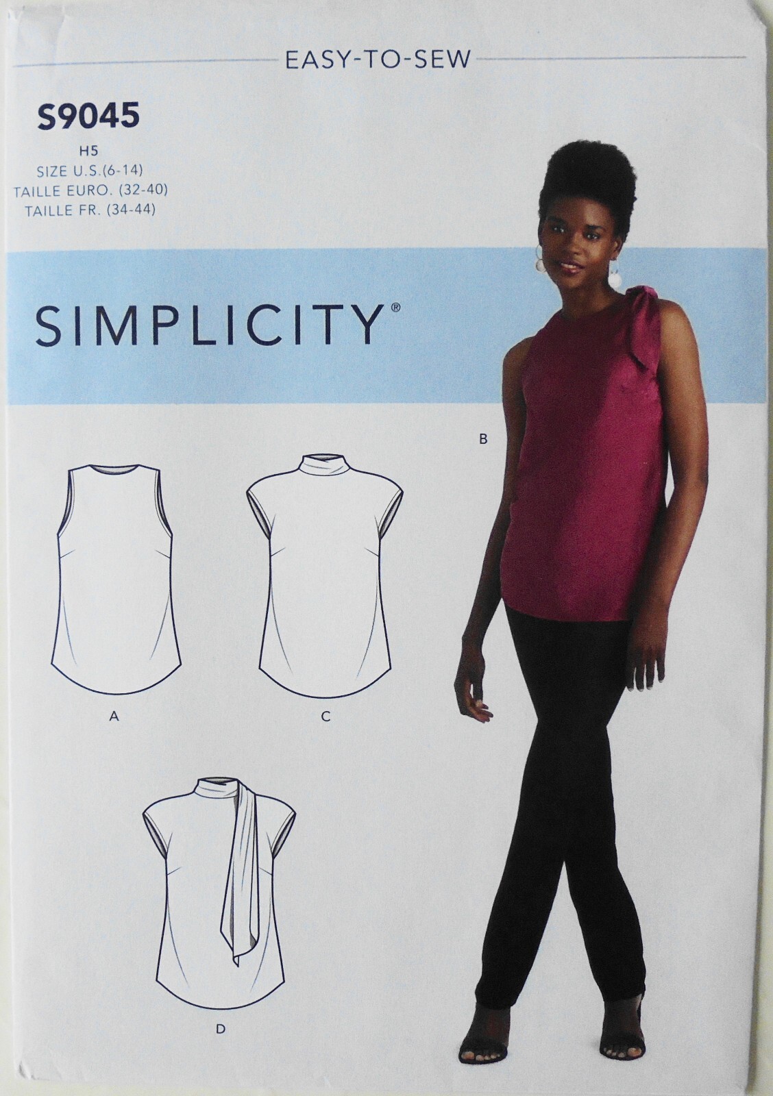 Simplicity 9045 Misses Tops With Or Without Neckties Sewing Pattern Sz ...