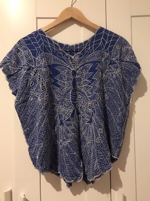 Blue And White Butterfly Top - Ladies - Medium | eBay Australia