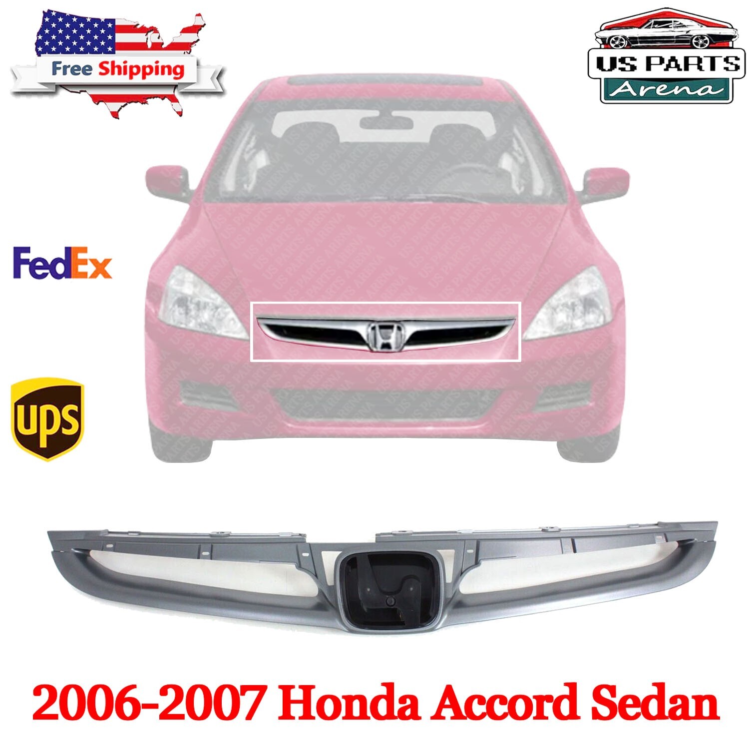 Front Bumper Grille Set for 06-07 Honda Accord Sedan Ho1210118 ...