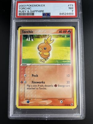 Torchic Pokemon EX Ruby and Sapphire 73/109 Regular Common PSA 7 NEAR ...