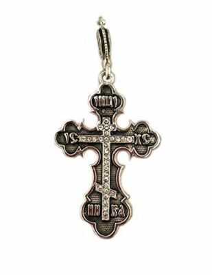 Three Bar Orthodox Russian Cross Pendant Silver Save US IC XC Nika gift ...