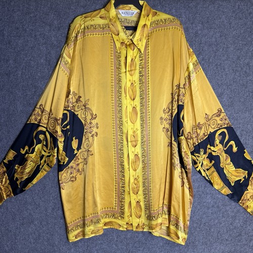 Vintage Genelli 100% Silk Men’s XXL Long Sleeve Button Up Shirt w ...