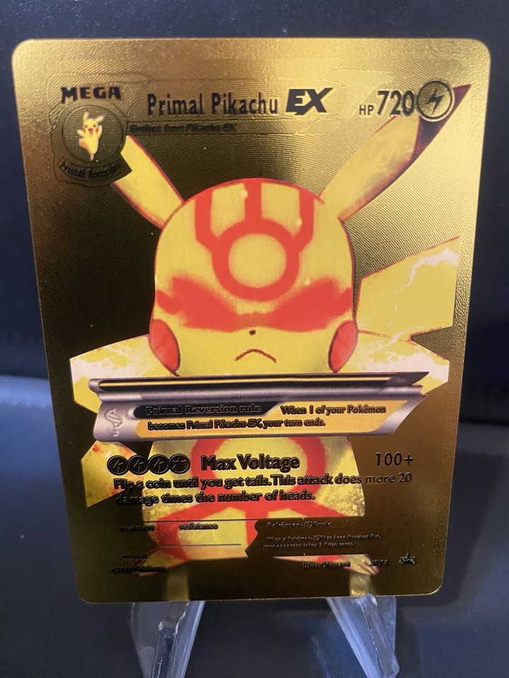 Primal Pikachu EX Rainbow Foil Fan Art Premium Collector Pokemon Card ...