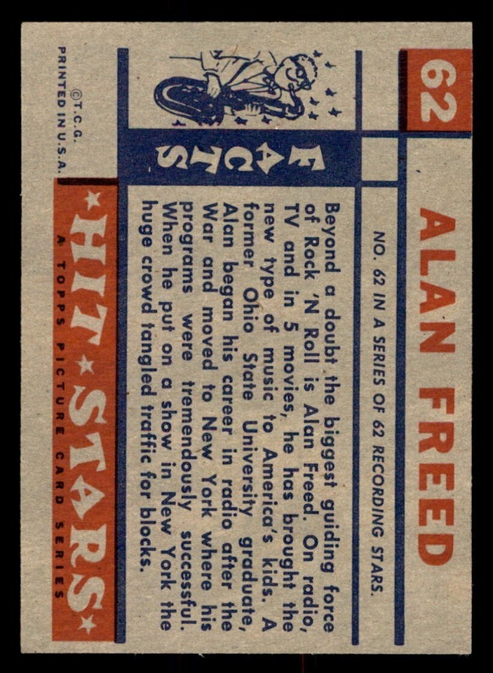 1957 Topps Hit Stars #62 Alan Freed EX/MT *d2 | eBay