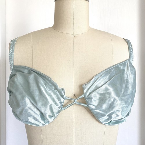 Vintage Second Skin Liquid Satin Bra Unlined Underwire 36D Blue Shiny ...