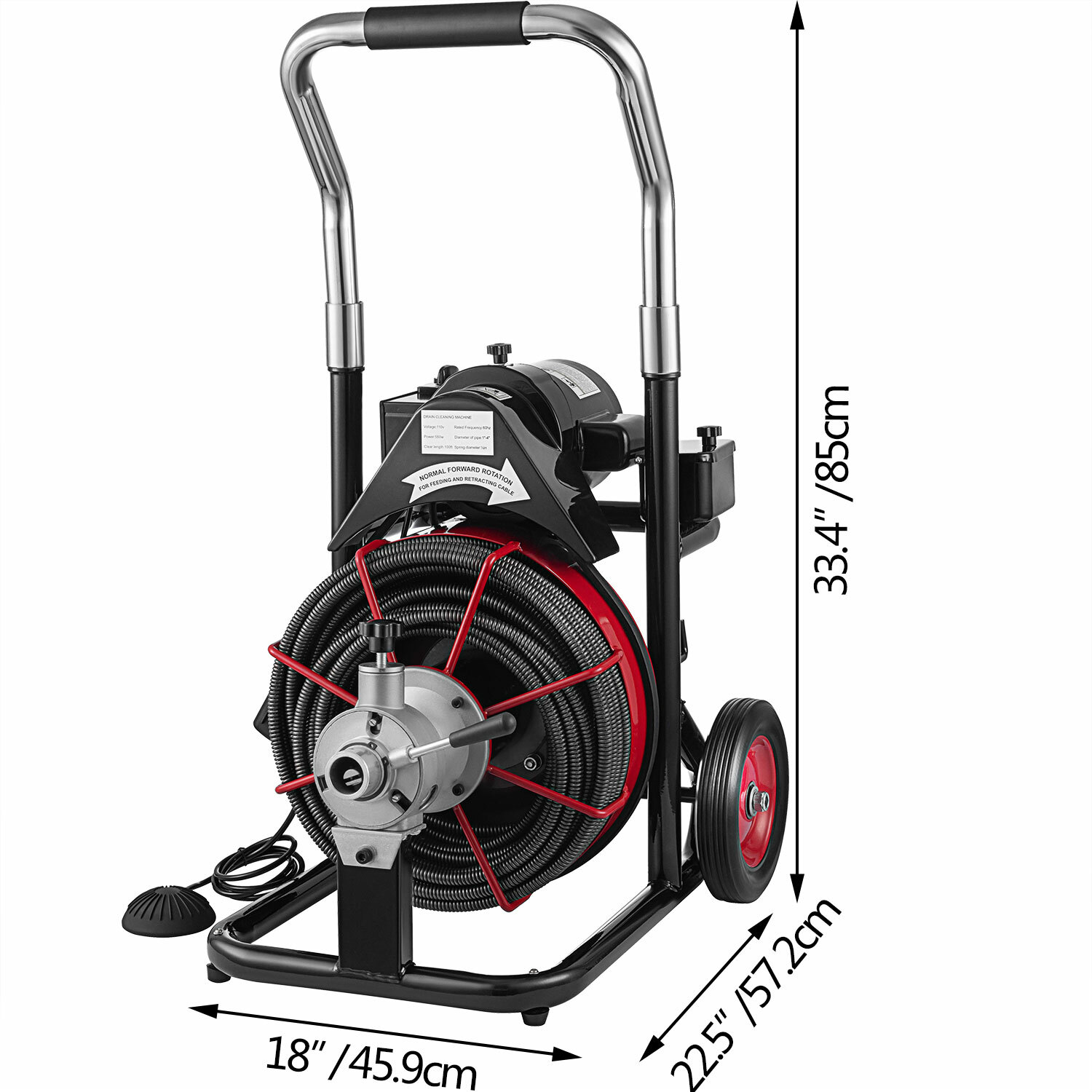 100FT x 1/2" Drain Cleaner Electric Sewer Snake Cleaning Machine w ...