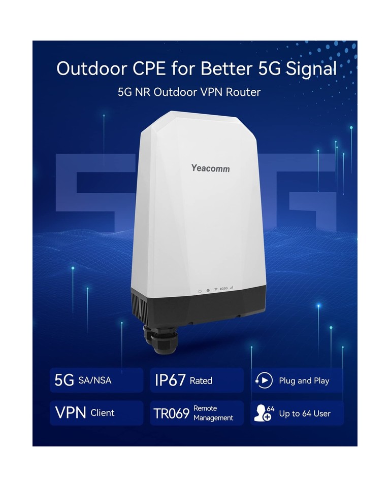 Yeacomm 5G NR SA/NSA Outdoor Router, 5G Modem Outdoor IP67 Waterproof ...